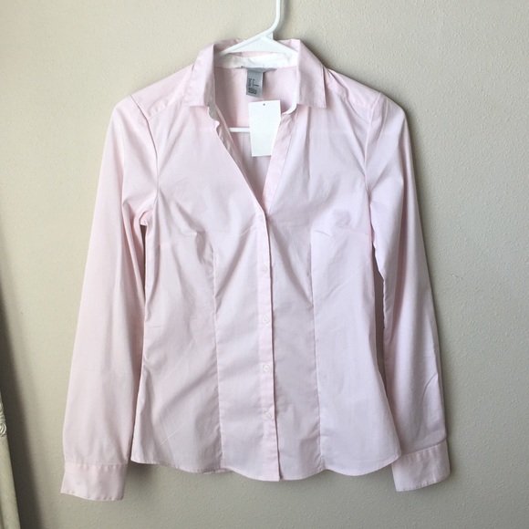 H&M | Tops | Nwt Hm Light Pink Button Up Work Shirt | Poshmark